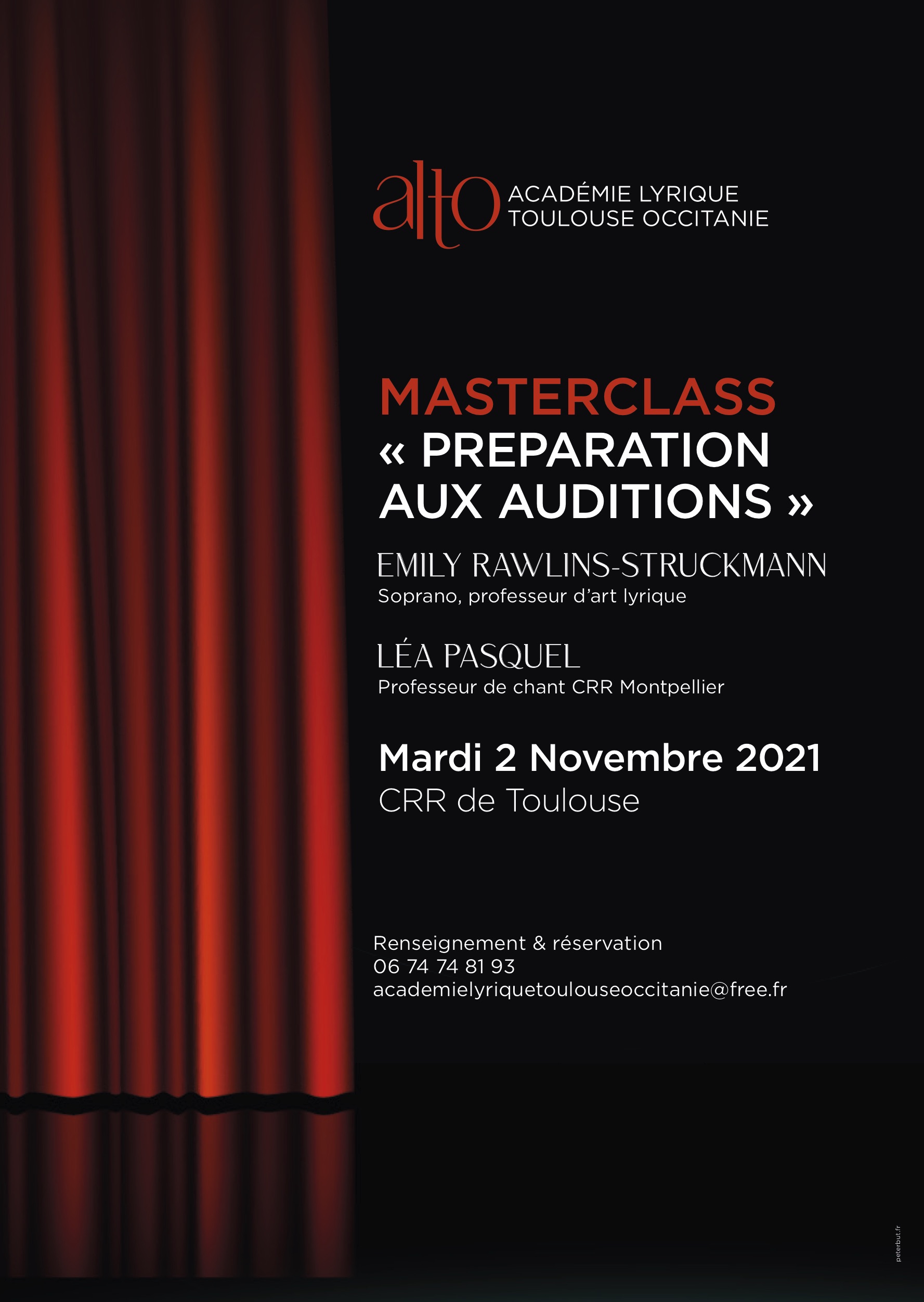 Inscrivez-vous à la Masterclass de PREPARATION AUX AUDITIONS